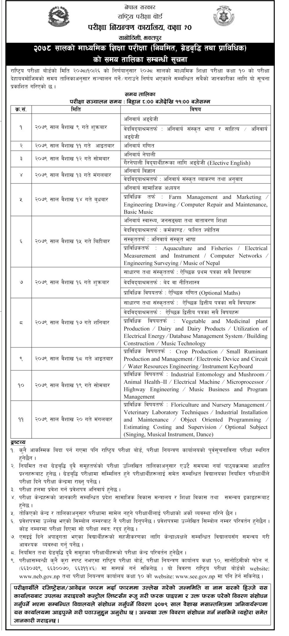 NEB makes public SEE schedule (With schedule) « Khabarhub