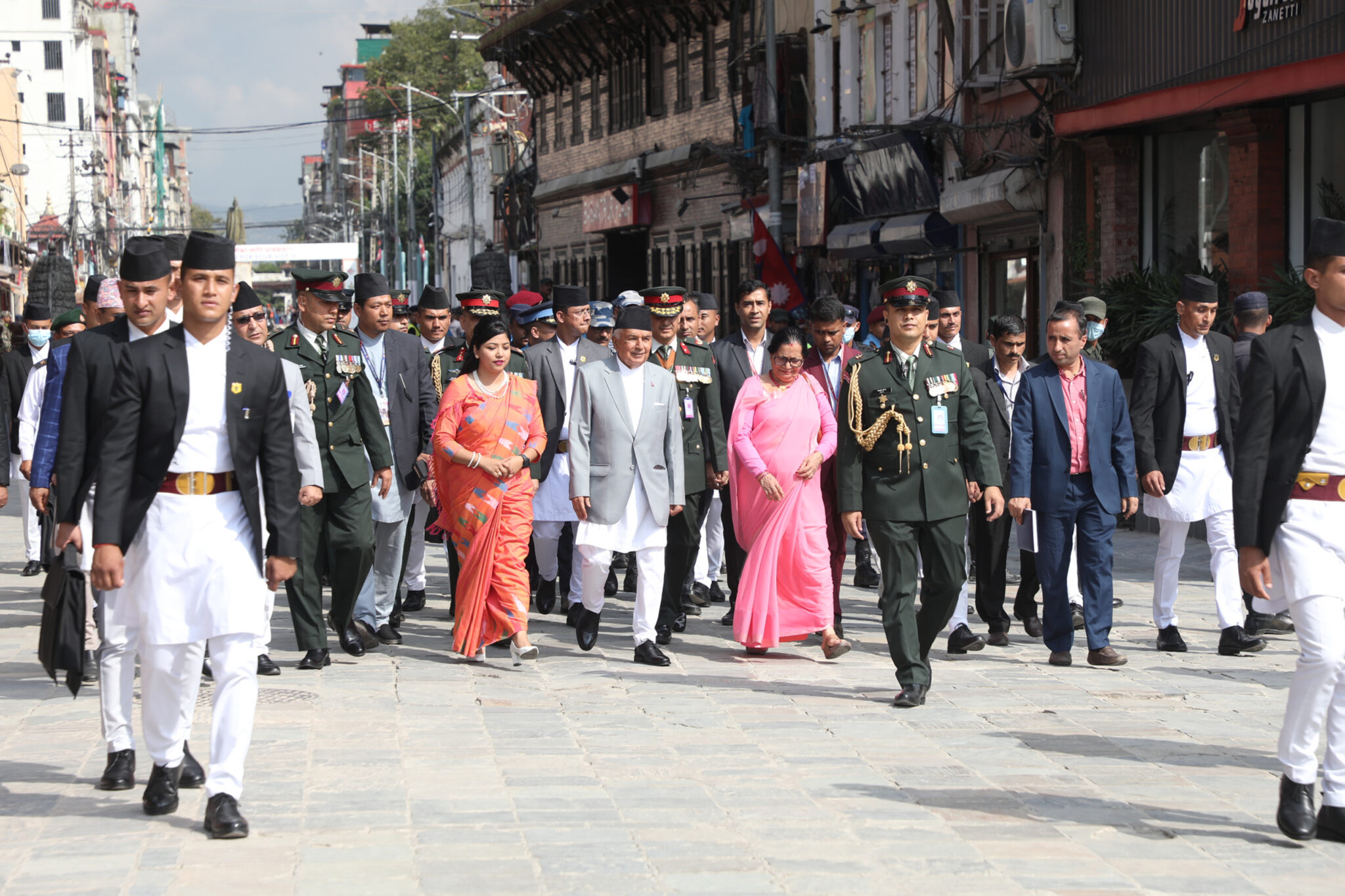 President Paudel, dignitaries walk from New Road to Basantapur to ...