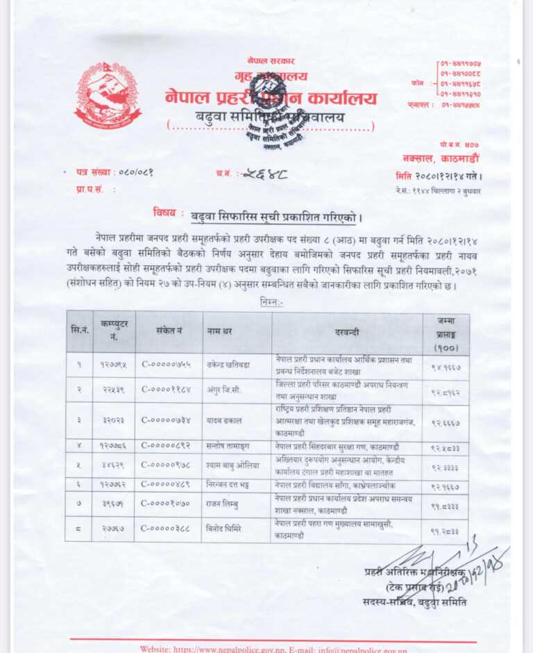 8 DSPs recommended for promotion to SP « Khabarhub